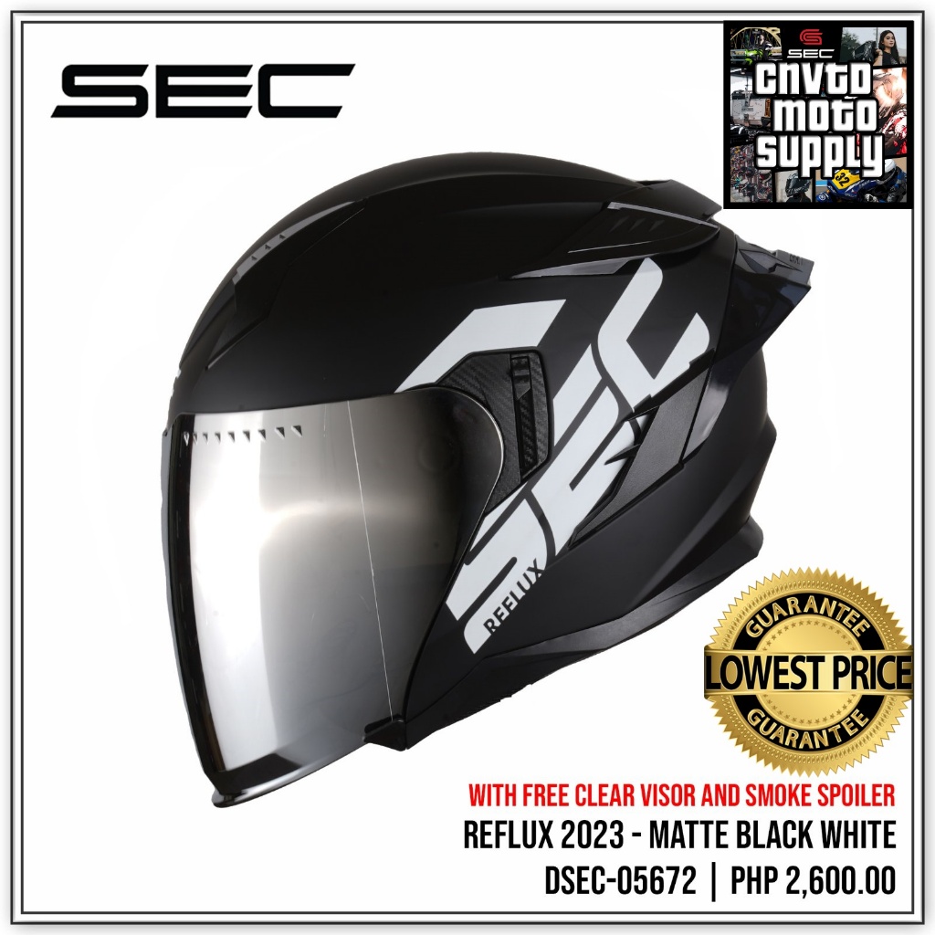 Reflux half face dual visor helmet (sec brand) | Shopee Philippines