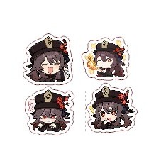 4pc/order Genshin Impact Hutao Set C Emoji Waterproof Sticker Matte ...