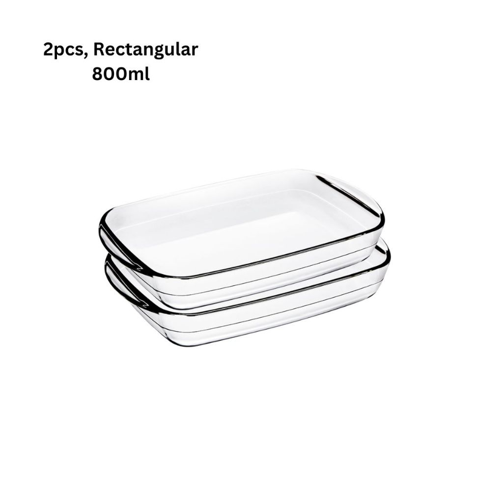 LOCAUPIN Bundle 2pcs Set Clear Glass Baking Plate Microwavable Oven ...
