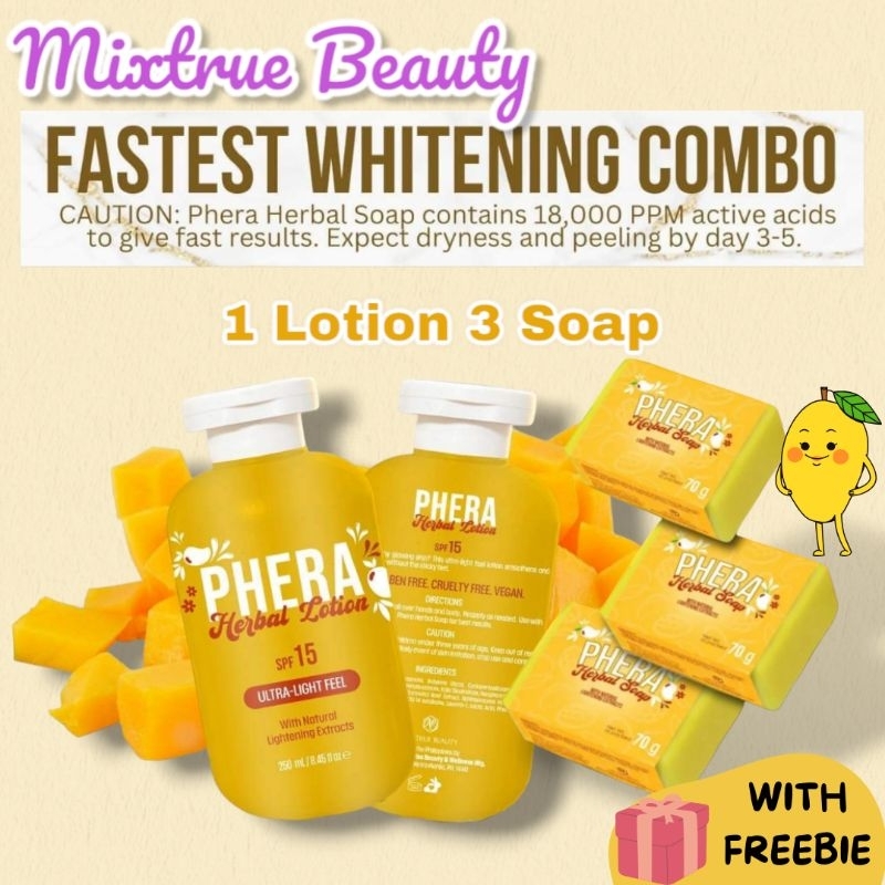 PHERA HERBAL WHITENING SET (3pcs soap, 1 Lotion) | Shopee Philippines
