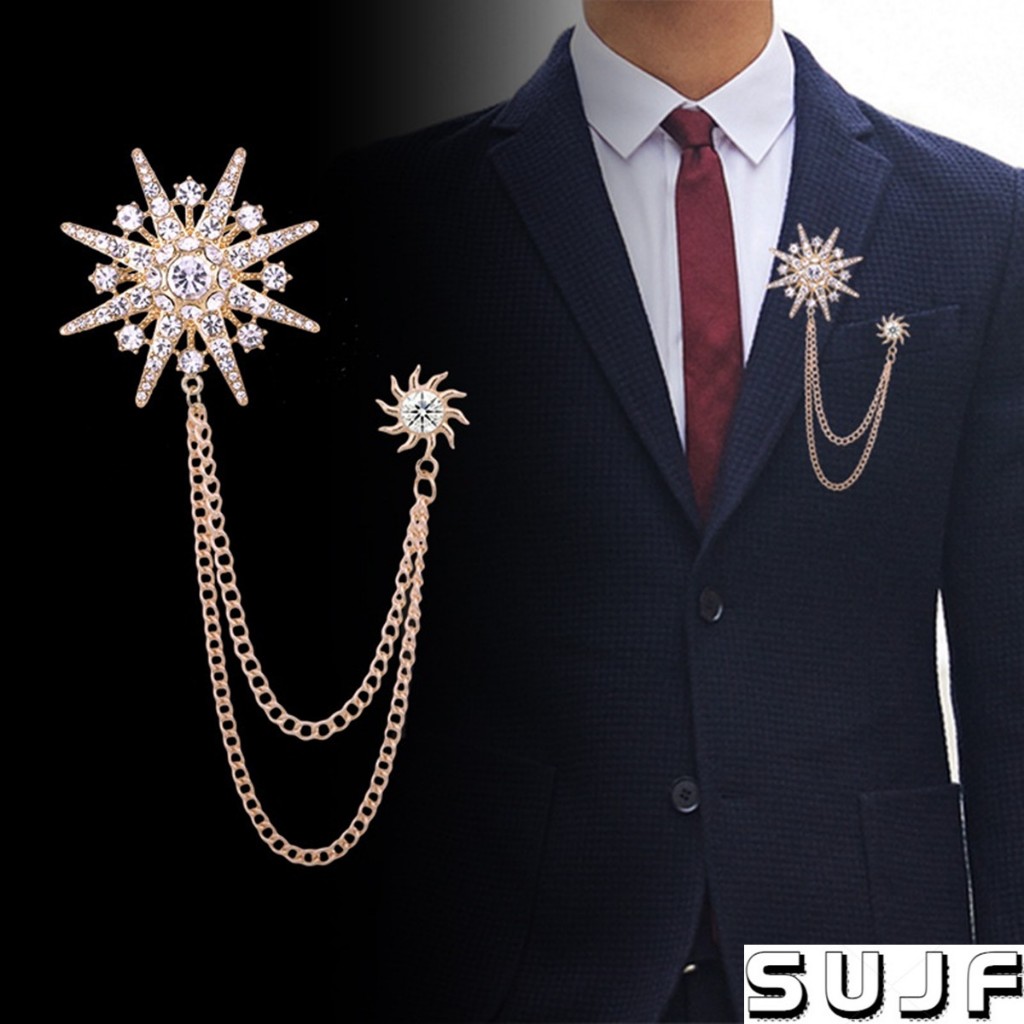 New Arrival Men's Fashion Jewelry Chain Tassel Star Coat Suit Corsage ...