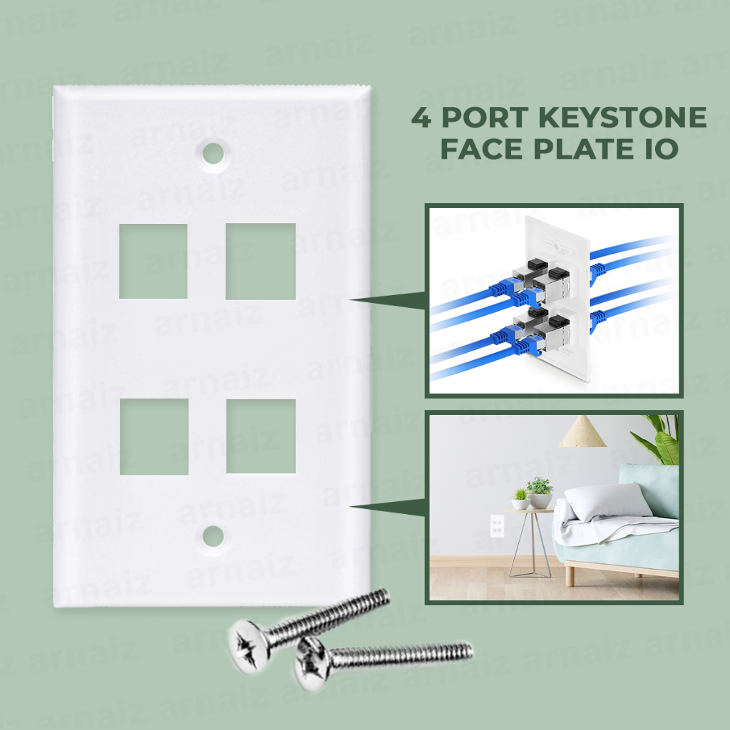 Faceplate 4 Port IO Keystone Face Plate 4 Port ABS Wall Plate For Rj45 ...