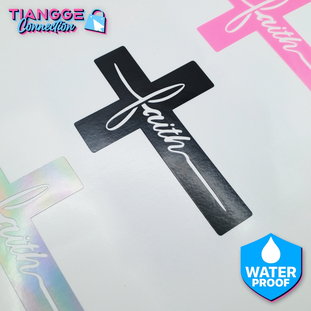Faith Cross STICKER (WATERPROOF) vinyl decal for phone laptop pc case ...