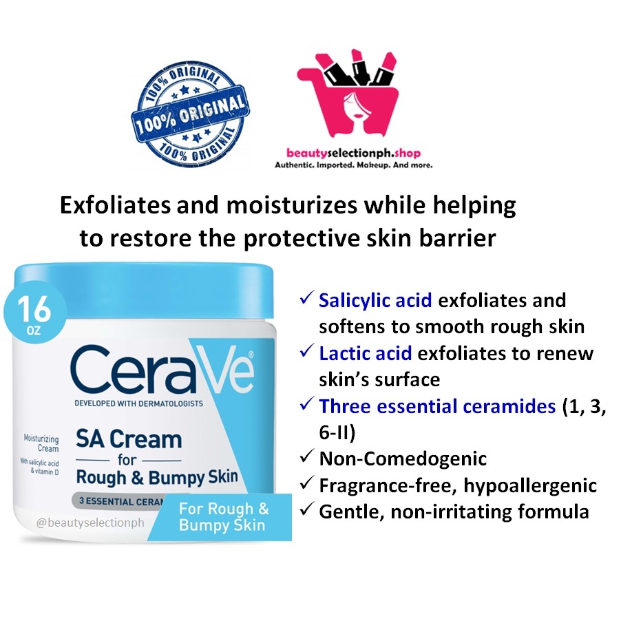 CeraVe SA Moisturizing Body Cream for Rough and Bumpy Skin 16oz ...