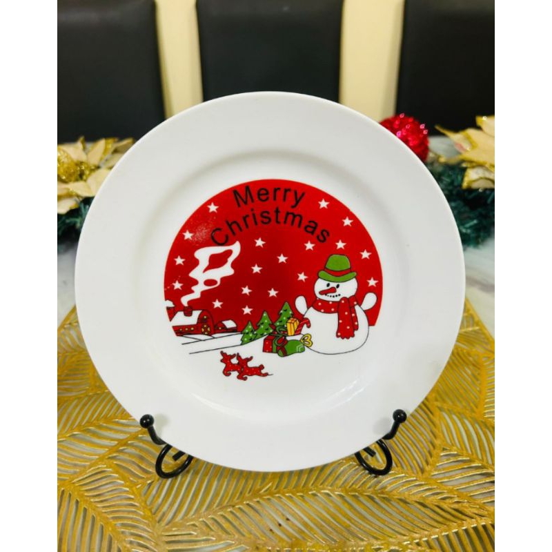 Christmas Display Plates 8" with plate stand | Shopee Philippines