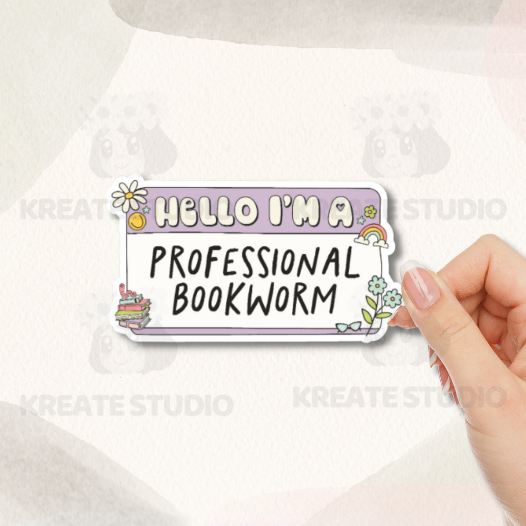 HELLO I'M A PROFESSIONAL BOOKWORM | Laminated Waterproof Sticker for ...