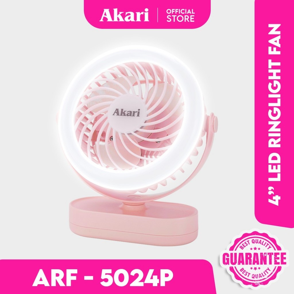 Akari 5" Rechargeable Fan w/ Ring Light (AJF-5024) | Shopee Philippines