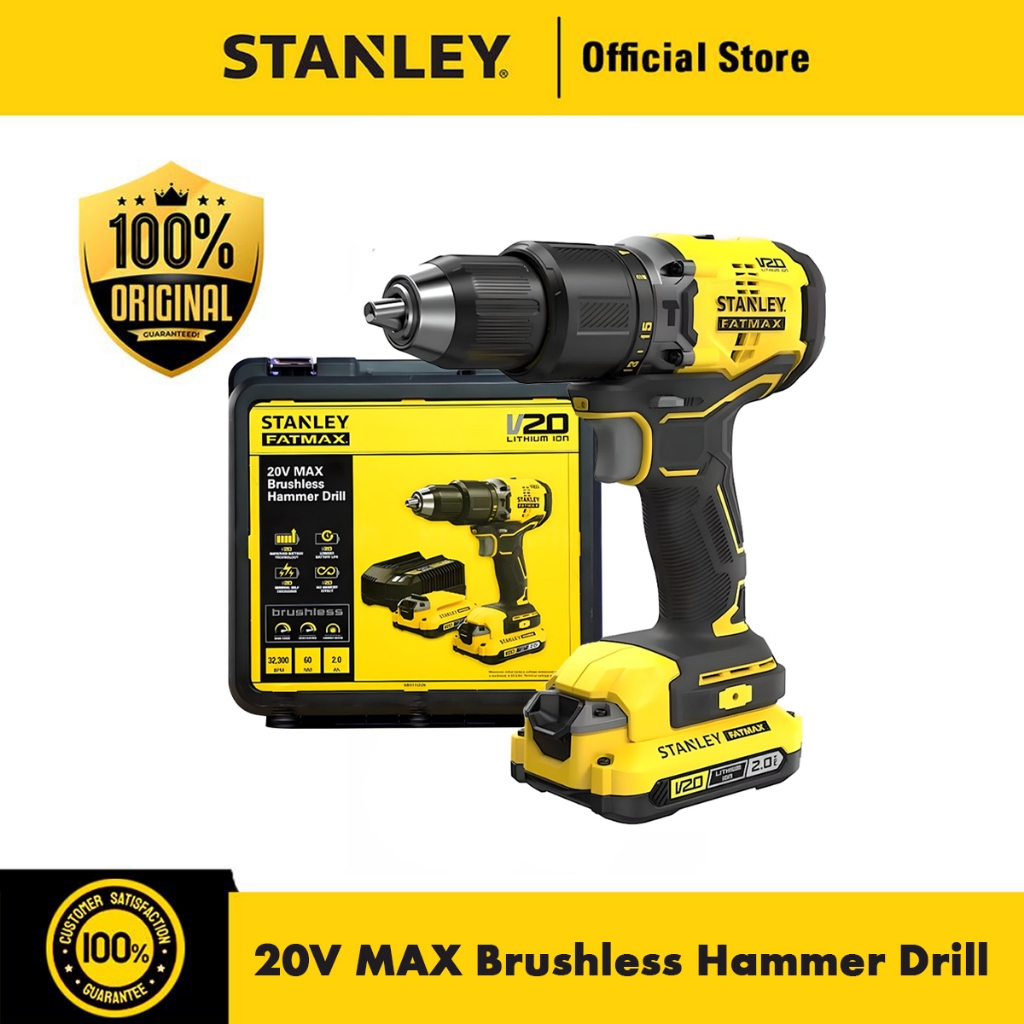 Stanley Point SBD715D2K-B1 20V V20 BL Hammer Drill | Shopee Philippines