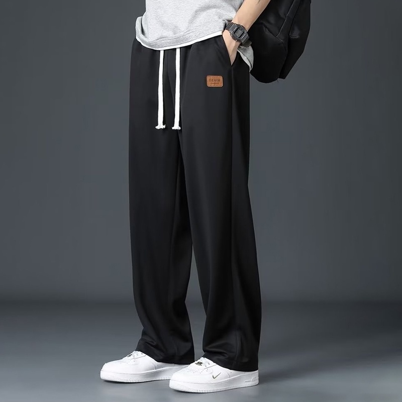 Baggy Jogging Slocks Pants Ice Silk Loose Straight Plus Size Casual ...