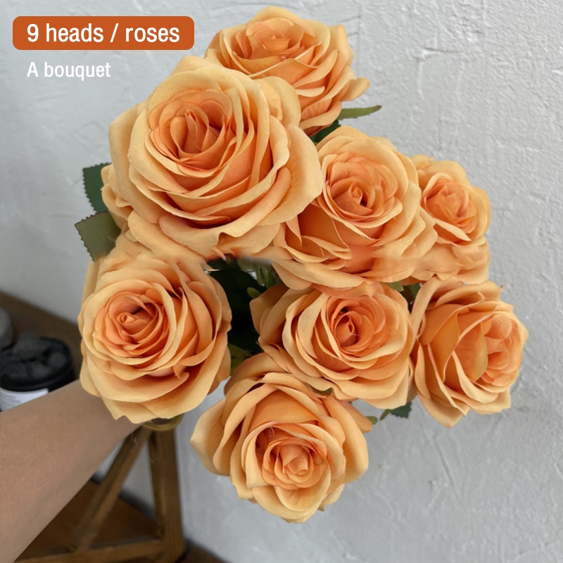 Simulation 9 head bouquet of roses home decoration wedding decoration ...