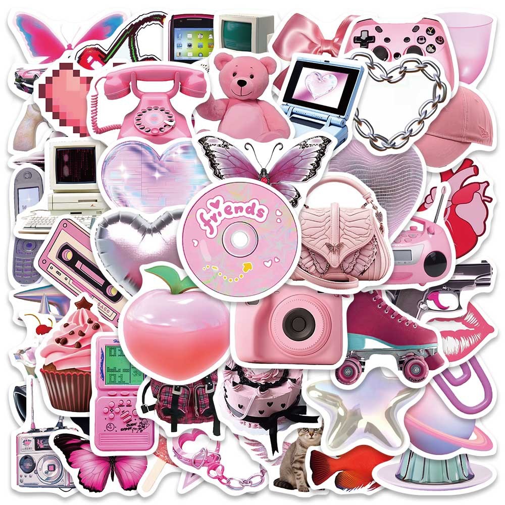 xs766-50 pcs pink Y2K style graffiti waterproof sticker | Shopee ...
