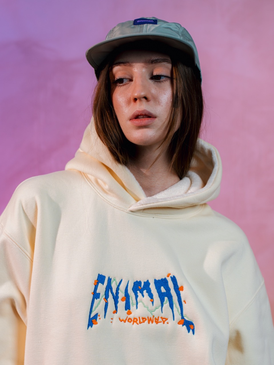 Enimal "Summit" Embroidered Fleece Hoodie - 360GSM - EGGNOG & BLACK ...