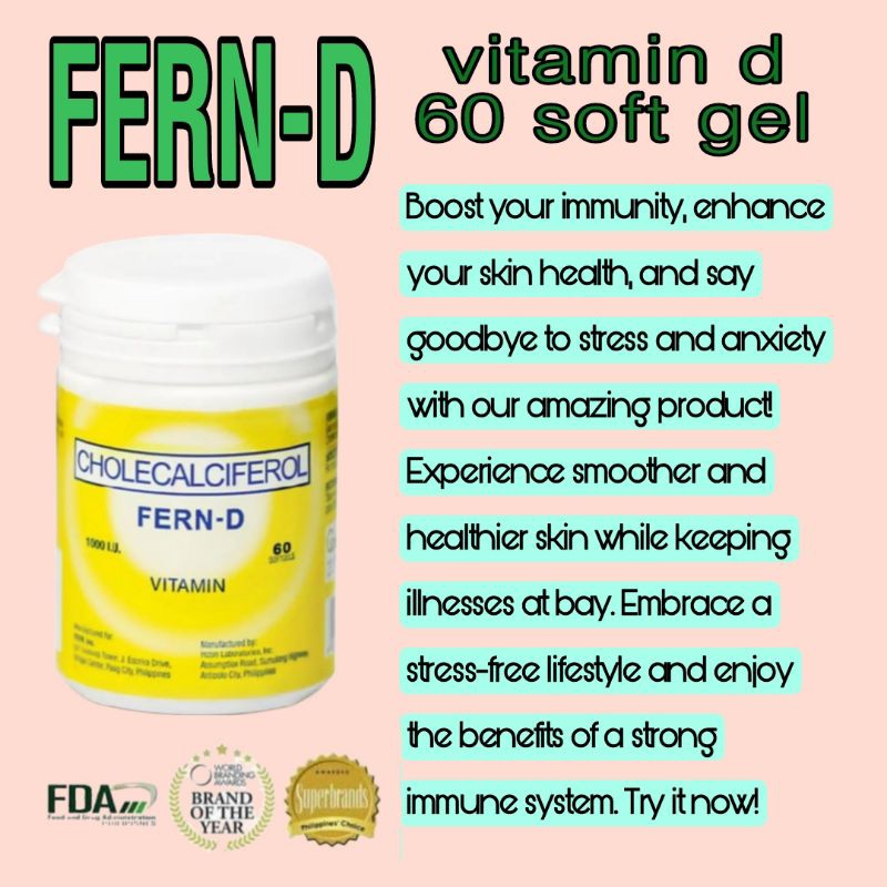 Fern-D Vitamin D 60 and 120 soft gel | Shopee Philippines