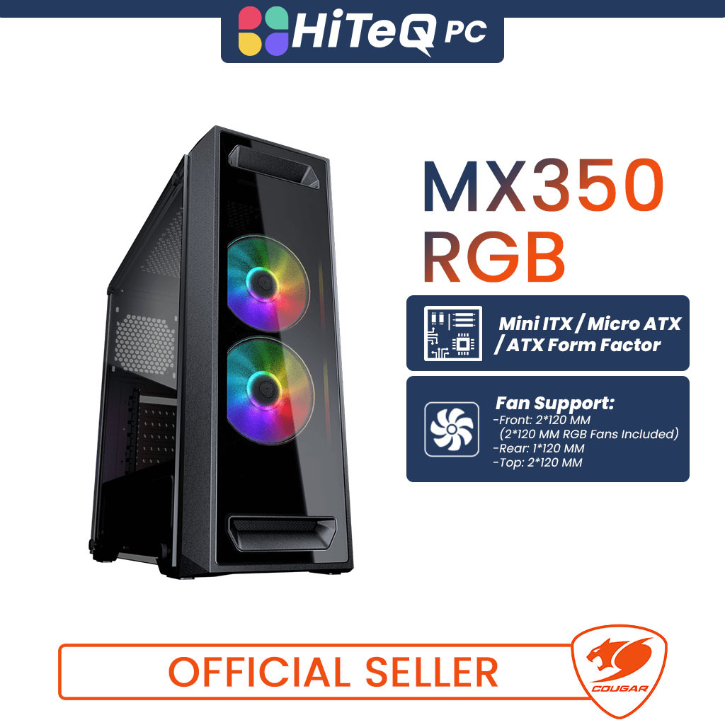 HiteqPC | COUGAR MX350 RGB MID-TOWER GAMING CASE W/TG /2*FAN (ATX ...