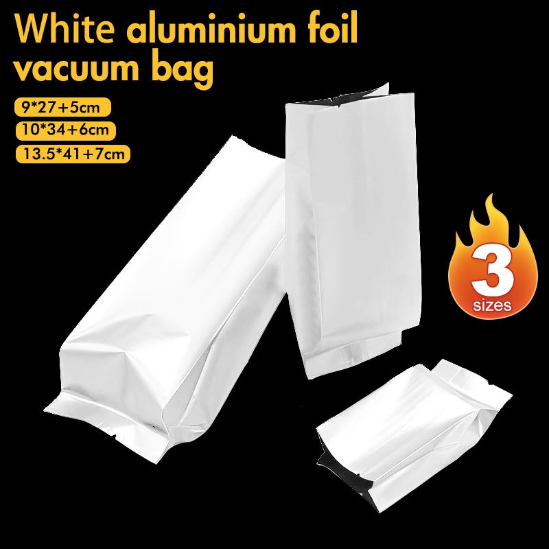 50pcs White Top Open Heat Seal Vacuum 3D organ pure Aluminium Foil Tea ...
