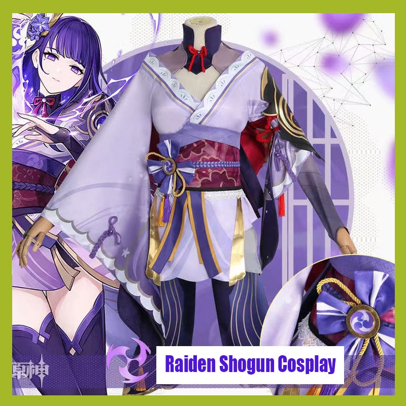 Genshin Impact Raiden Shogun Cosplay Costume Uniform Anime Halloween ...