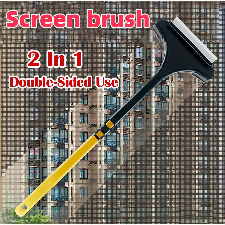 2 In 1 Window Screen Brush Double-Sided Use With Long Handle Glass ...