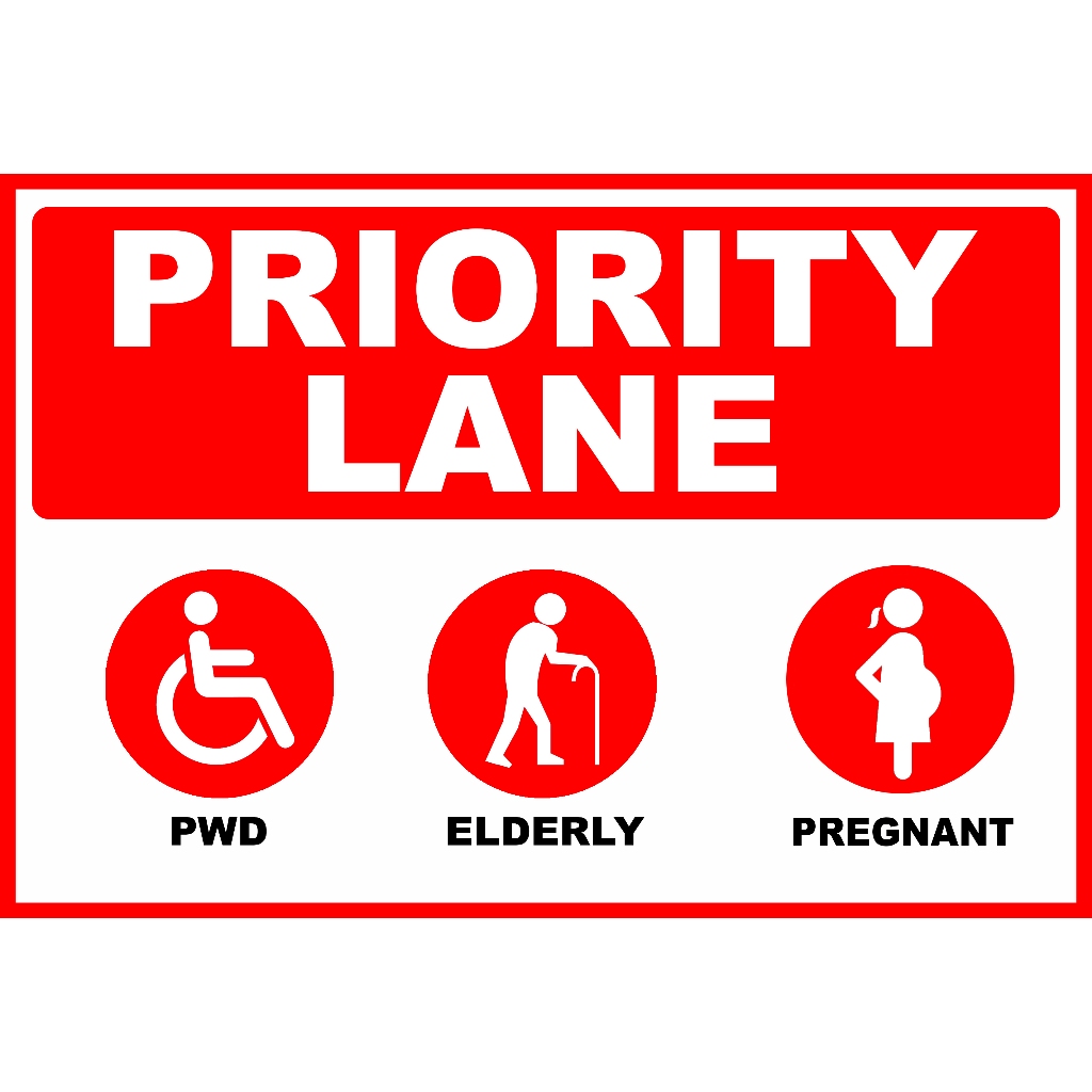 SIGN PRIORITY LANE SIGNAGE PVC TYPE OR PLASTIC LAMINATED WATERPROOF AND ...