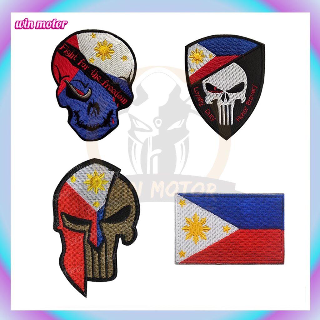 Philippines Flag Patch Skull Embroidery Patch | Shopee Philippines