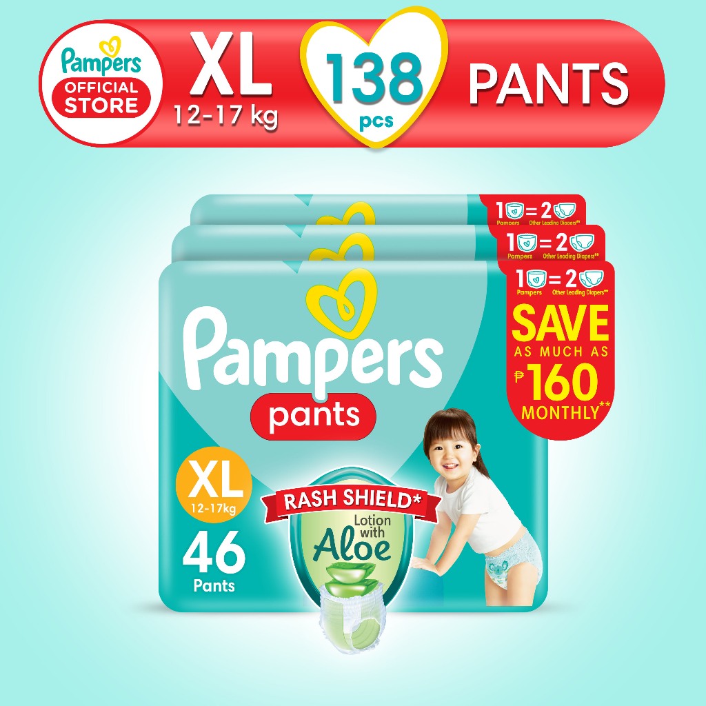 Pampers Baby Dry Pants Diapers XL 46s x 3 packs (138 pcs) | Shopee Philippines