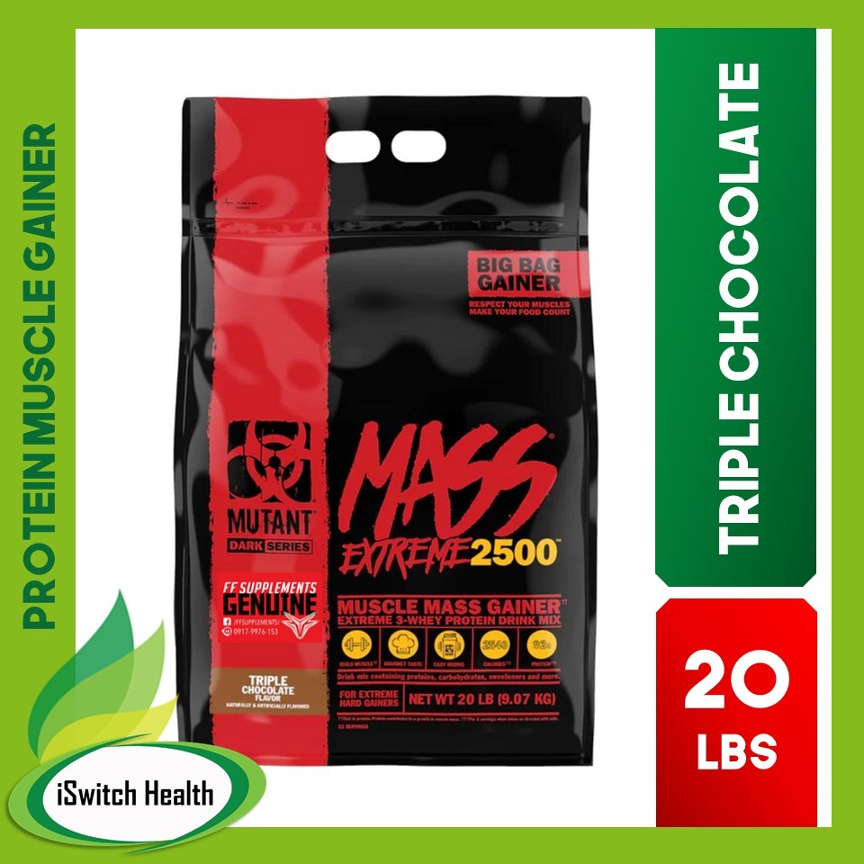 Mutant Mass Extreme 2500 - 20lbs - Triple Chocolate | Mass Gainer | Shopee Philippines