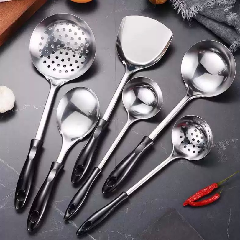 Stainless steel wok spatula kitchen utensil set for cooking frying ...