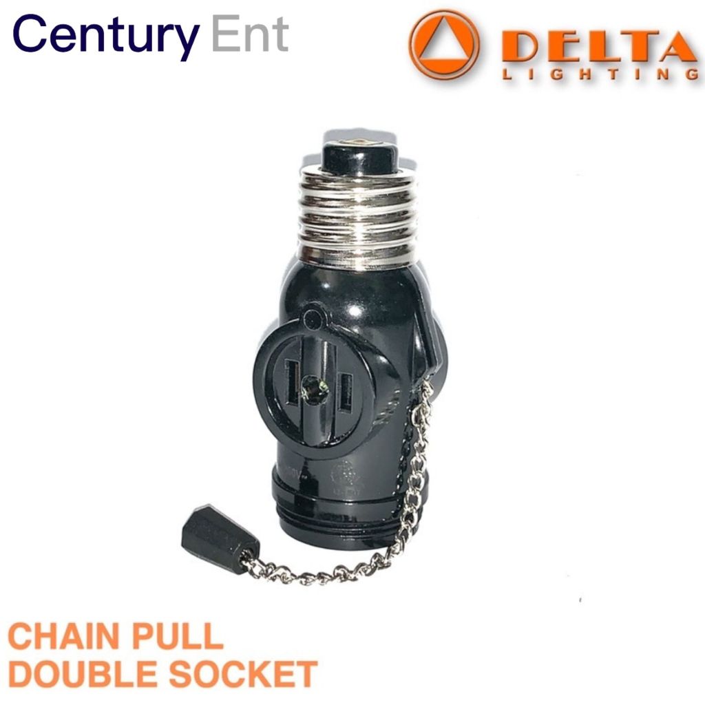 Chain Pull 2-in-1 Double Socket with Bulb Receptacle and Outlet | DELTA ...
