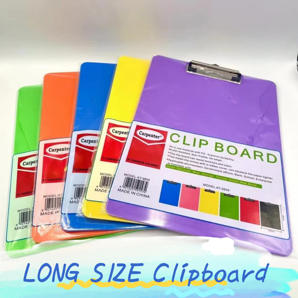 Long Colored Clipboard Clip Board Writing Pad Hard Board Long Clip Pad ...