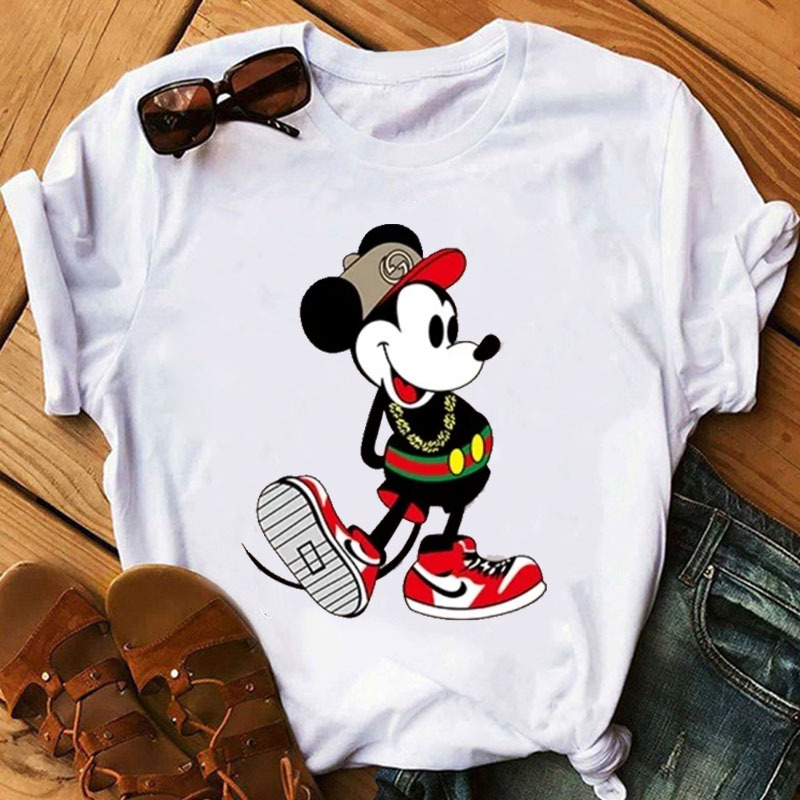 Disney Micchia and Minnie Mouse pattern printing T -shirt pure cotton ...
