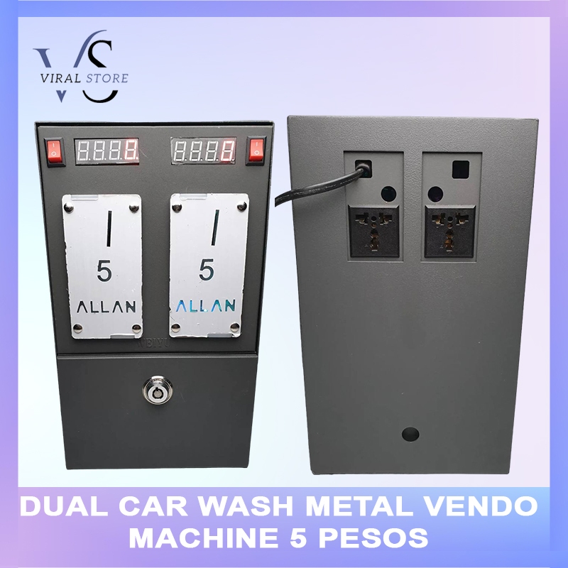 DUAL Car wash Machine 5 pesos Dual Coin Slot adjustable time with 1 ...
