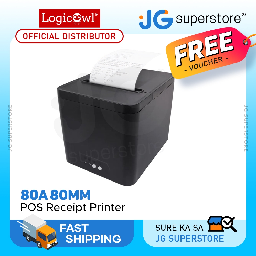 LogicOwl OJ-80A Thermal POS Receipt Printer with Built-In Paper Cutter ...