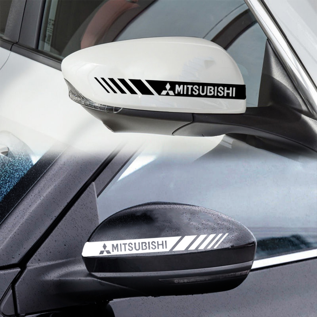 2pcs MITSUBISHI Side Mirror Sticker Decal for Car Rearview Mirror Vinyl ...