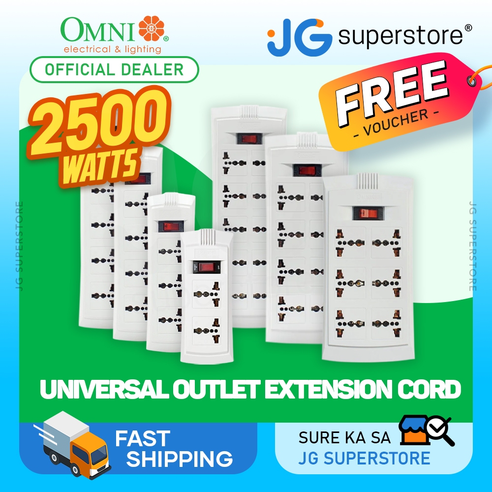 OMNI Universal Outlet 1.8m Extension Cord with Switch 2500W 10A 220V ...