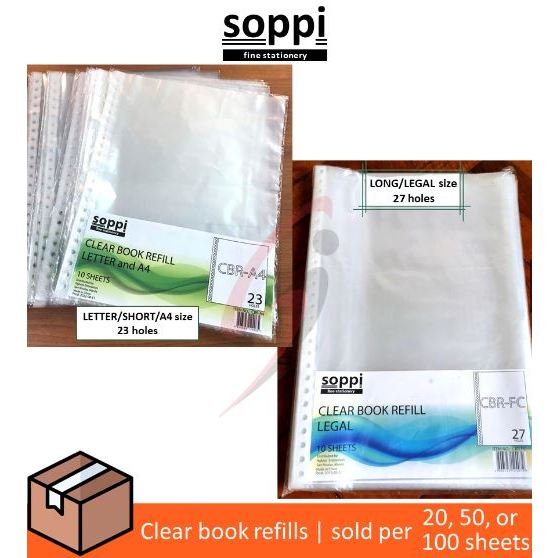 (per 50 or 100pcs) Soppi clear book refill | Short, Long | Shopee ...