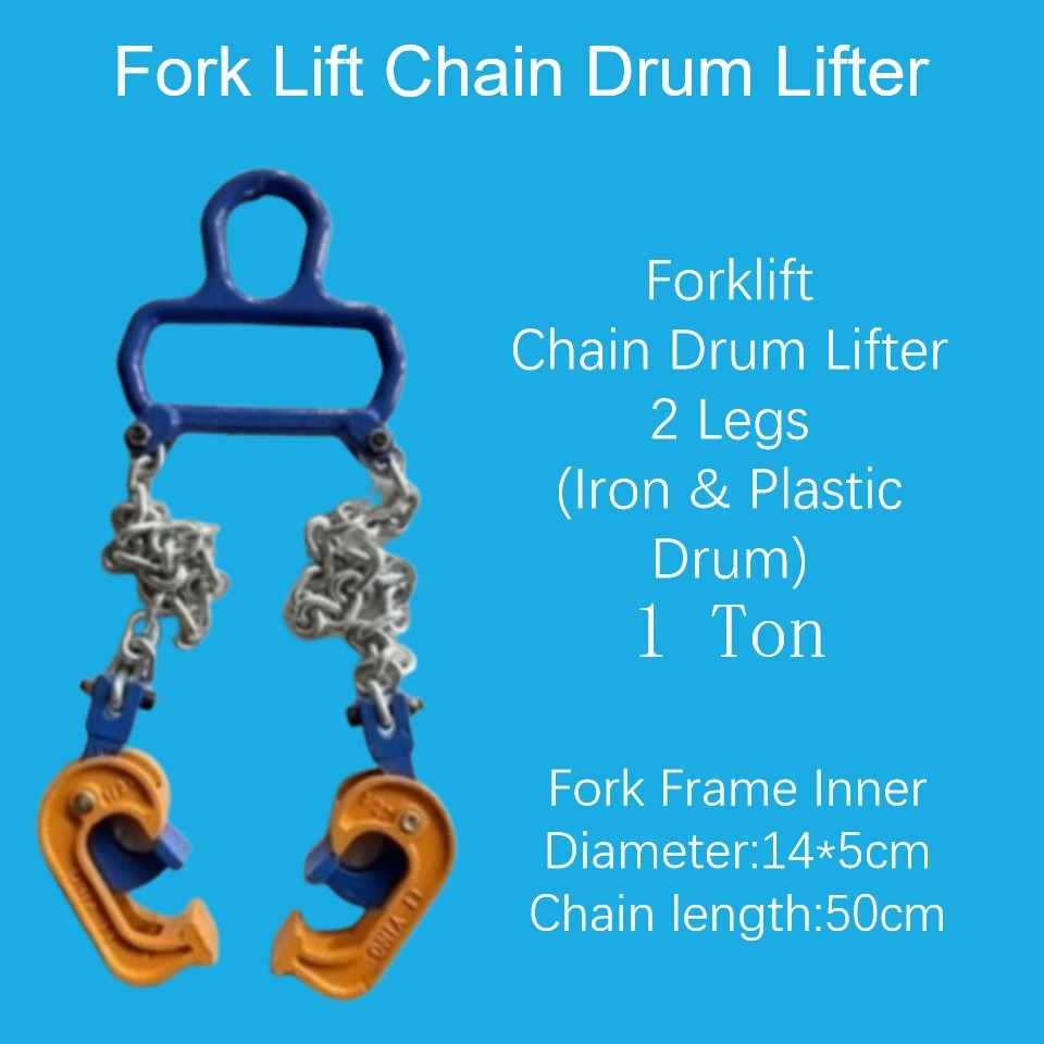 TOYU Forklift Chain Drum Lifter 2 Legs (Iron & Plastic Drum) 1 Ton ...
