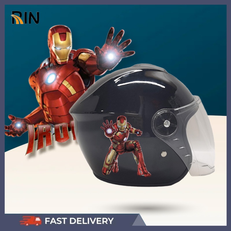 【In Stock】Black Half Face helmet for Kids Boys 2-10 Years Old ...