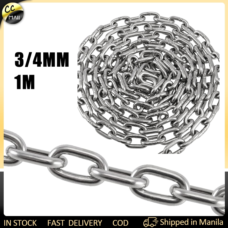 Stainless Chain 304 Stainless 1meter 3.3 feet 3-4mm Welded Lifting Link ...
