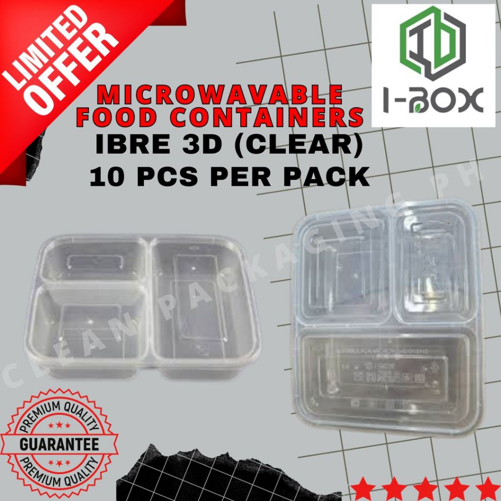 [10 PCS] IBOX 3 DIVISION WITH LID CLEAR RECTANGULAR SERIES RE 3D FOOD ...