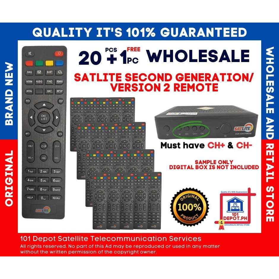BUY 20 PCS + 1 PC FREE SATLITE SECOND GENERATION/ VERSION TWO REMOTE ...