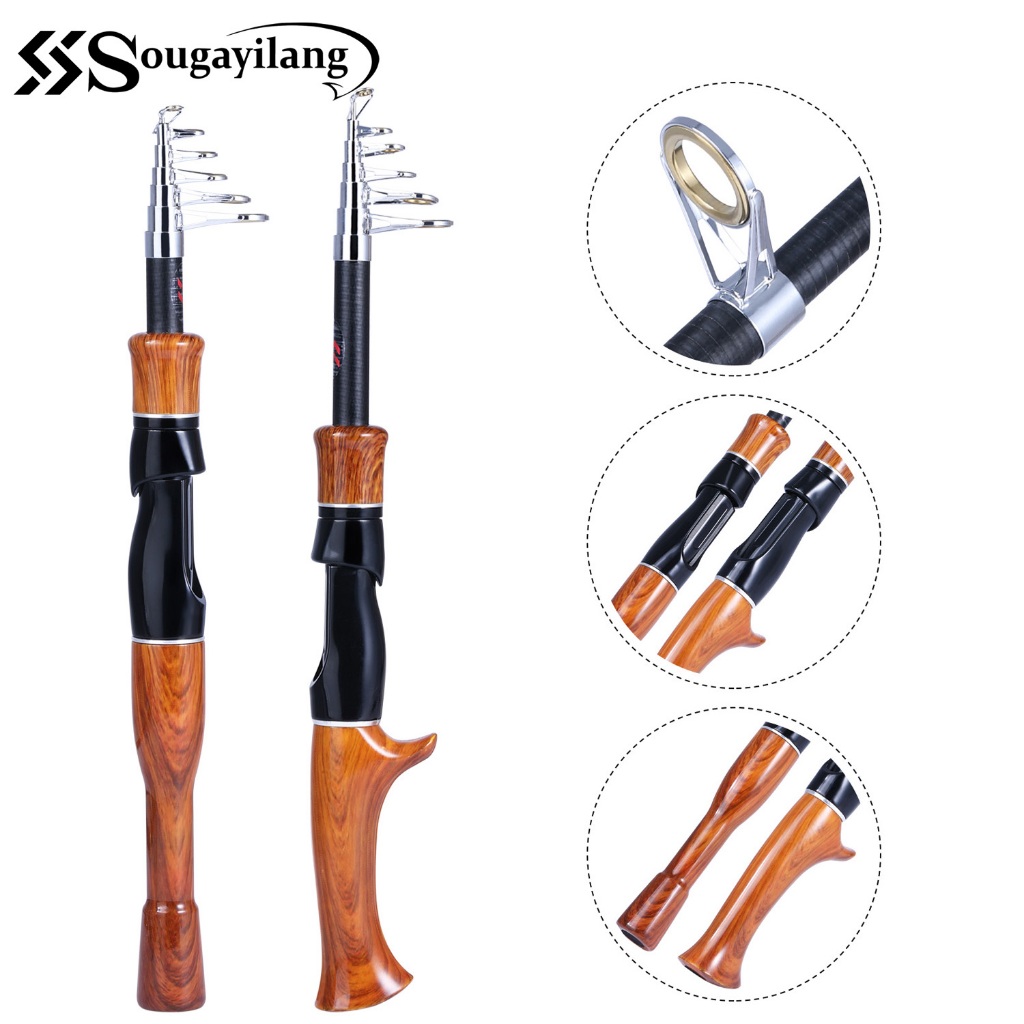 Sougayilang Fishing Rod 1.6m 8 Sections Telescoping Spinning/Casting ...