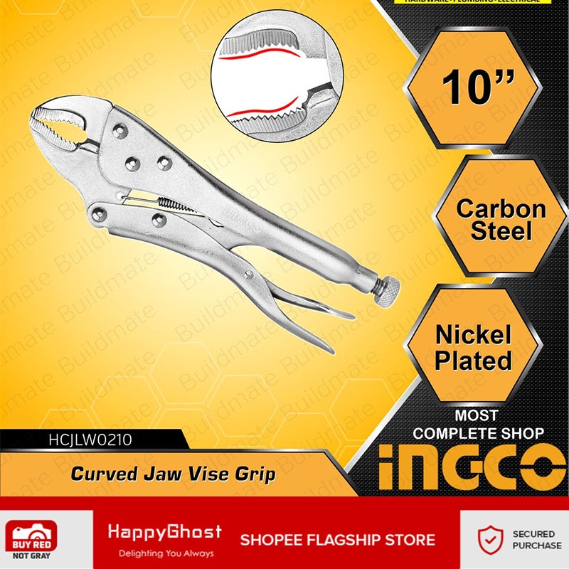 BUILDMATE Ingco Curved Jaw Locking Plier 10" | 7" Inch Adjustable ...
