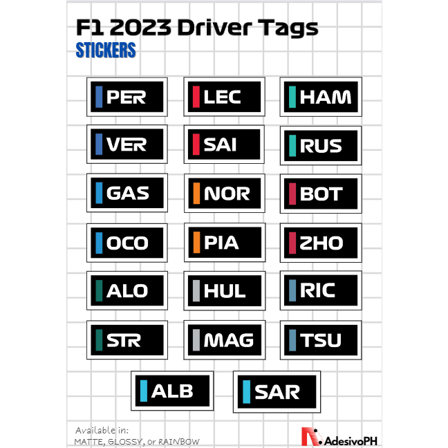 F1 Driver Tags 2023 Season Stickers - FORMULA 1/ STRAIGHT BORDER ...