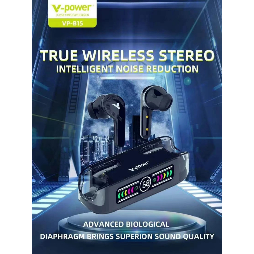 [V-POWER] VP-B15 TWS V5.3 Bluetooth Earphones Wireless Sport Headphones ...