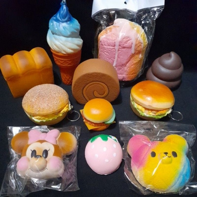 squishy mallows food ice cream, burger, minnie mouse, poop | Shopee ...
