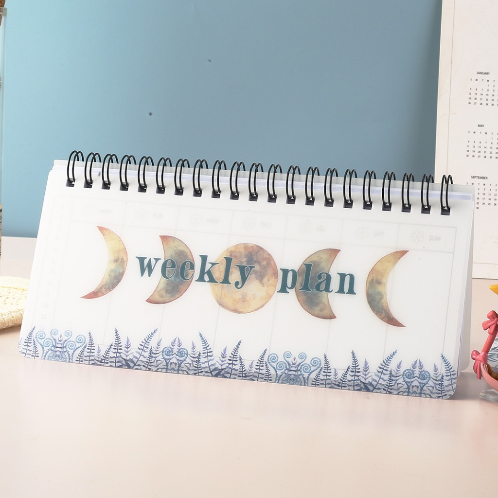 Tearable weekly plan schedule book student portable coil flip-up ...