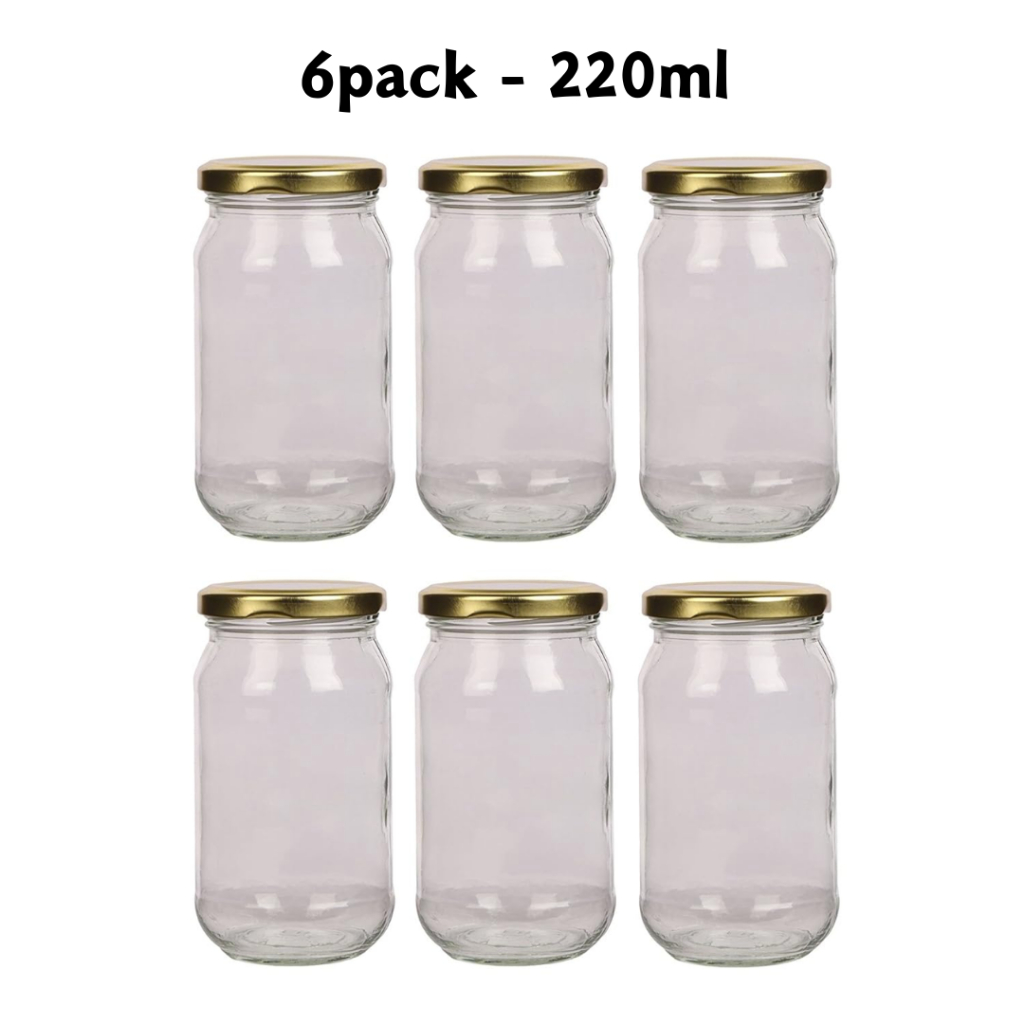 6pack Generic glass Jar 220ml Kitchen Container Set for Storage Gold ...