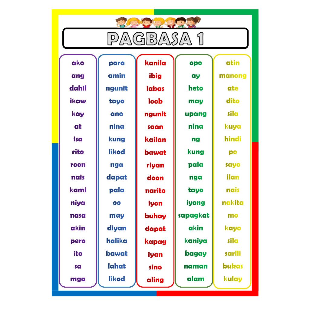 Laminated Educational Chart - Pagbasa Category - A4 - with random ...