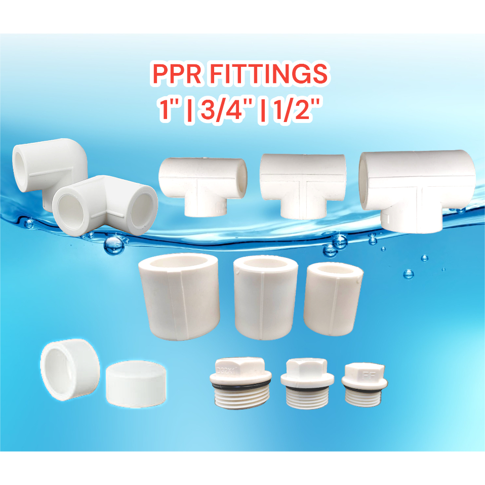 PPR Fittings plain ELBOW, COUPLING,TEE, END CAP, MALE PLUG, 1/2" 3/4" 1 ...