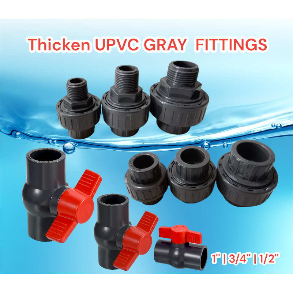 Thicken UPVC GRAY FITTINGS Union Socket | Ballvalve | Male Threaded ...