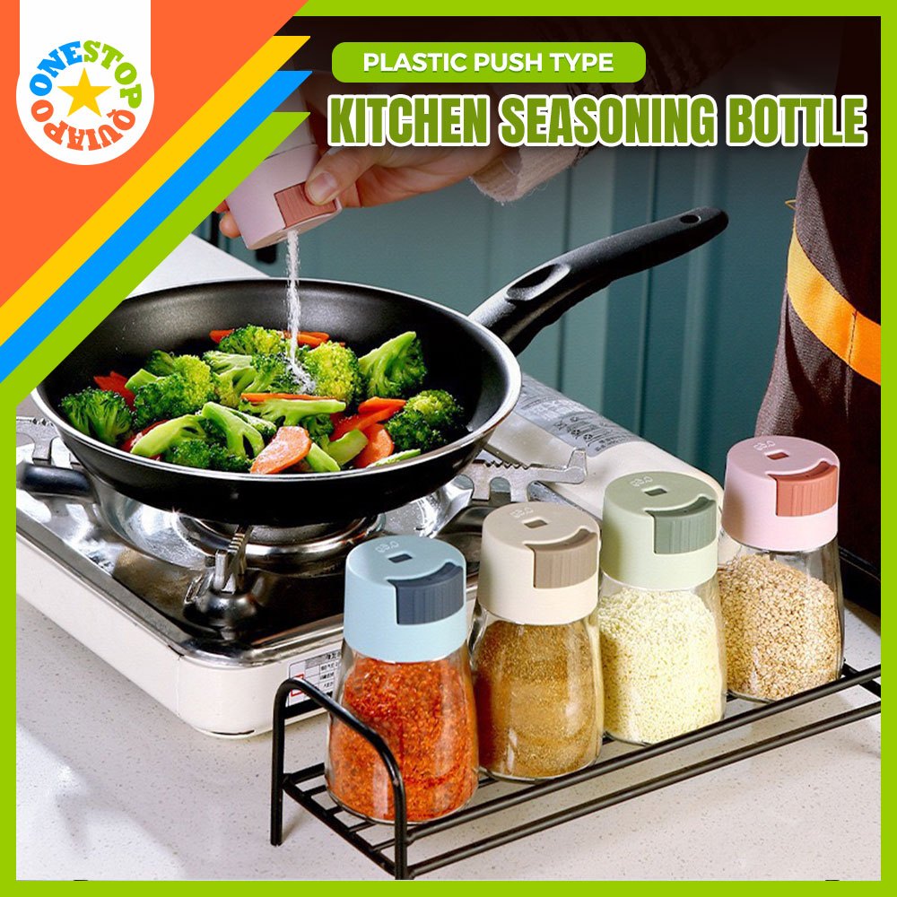 OSQ 180ml Salt Pepper Sugar Condiment Seasoning Plastic Container Push ...